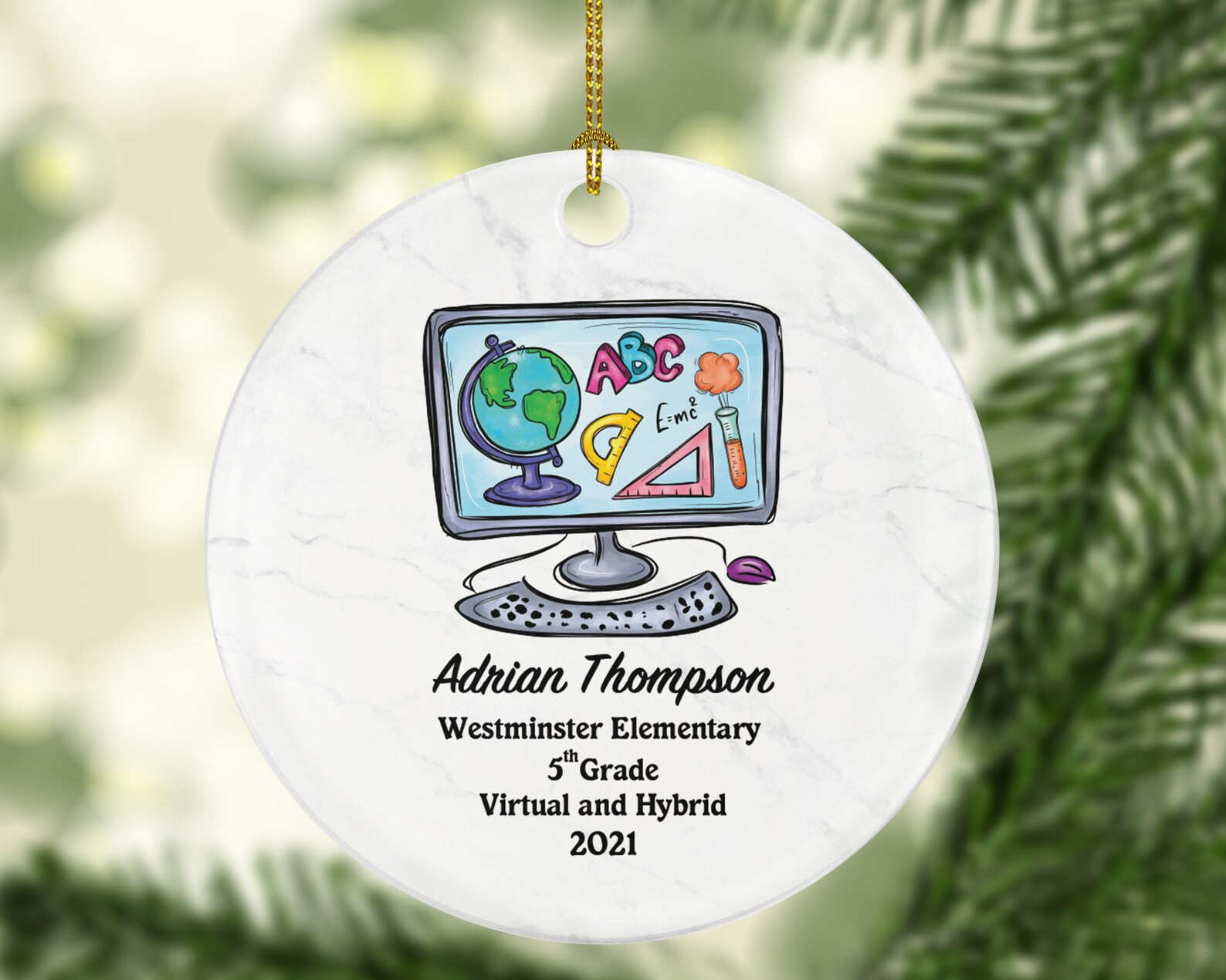 Virtual Grade Graduation Online Learning Christmas Ornament ...