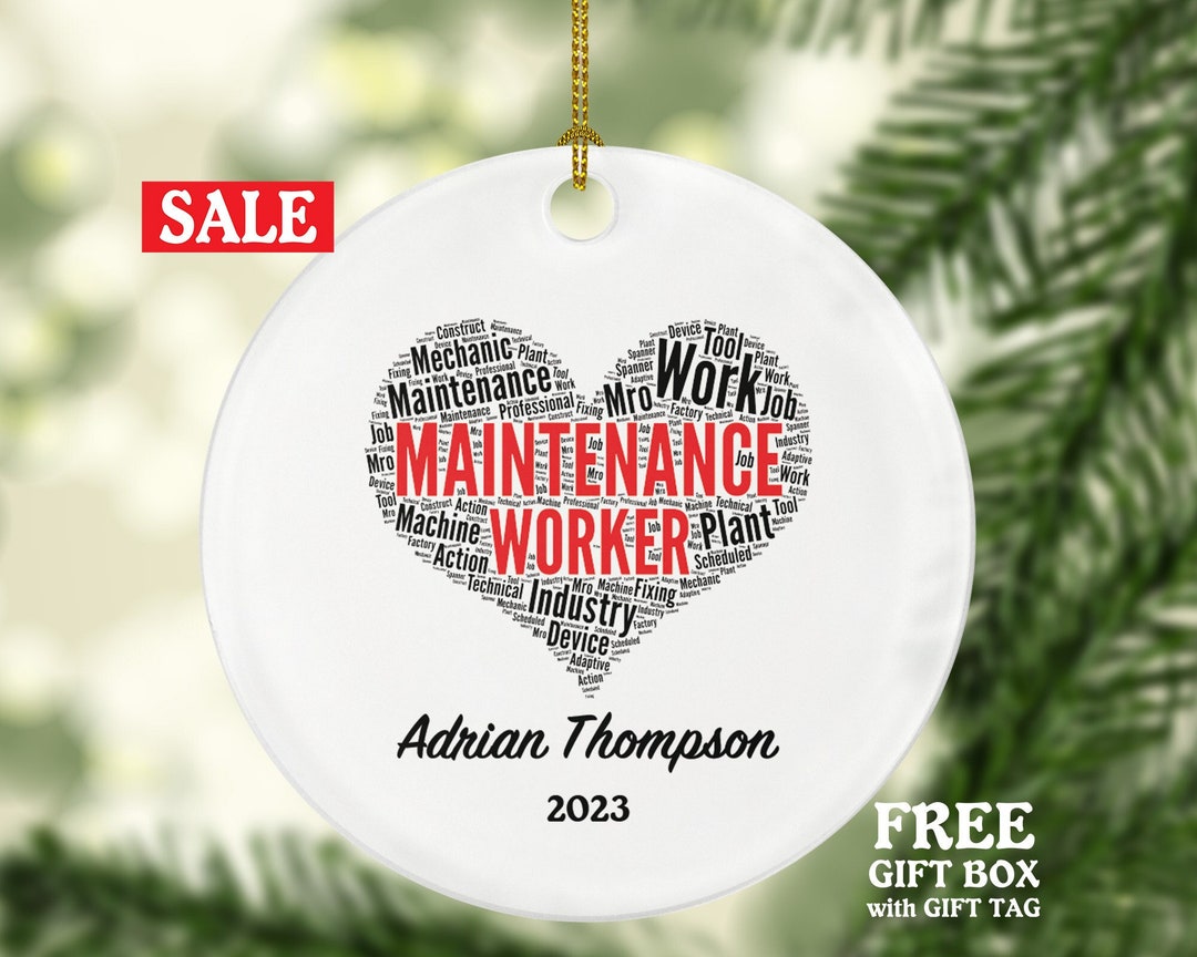 Maintenance Worker Ornament Personalized - Word Art Christmas Gift for ...
