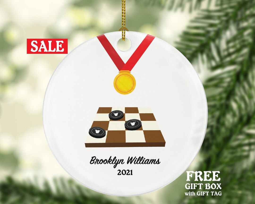 Checkers Player Christmas Custom Ornament, Enthusiast, Board Games ...