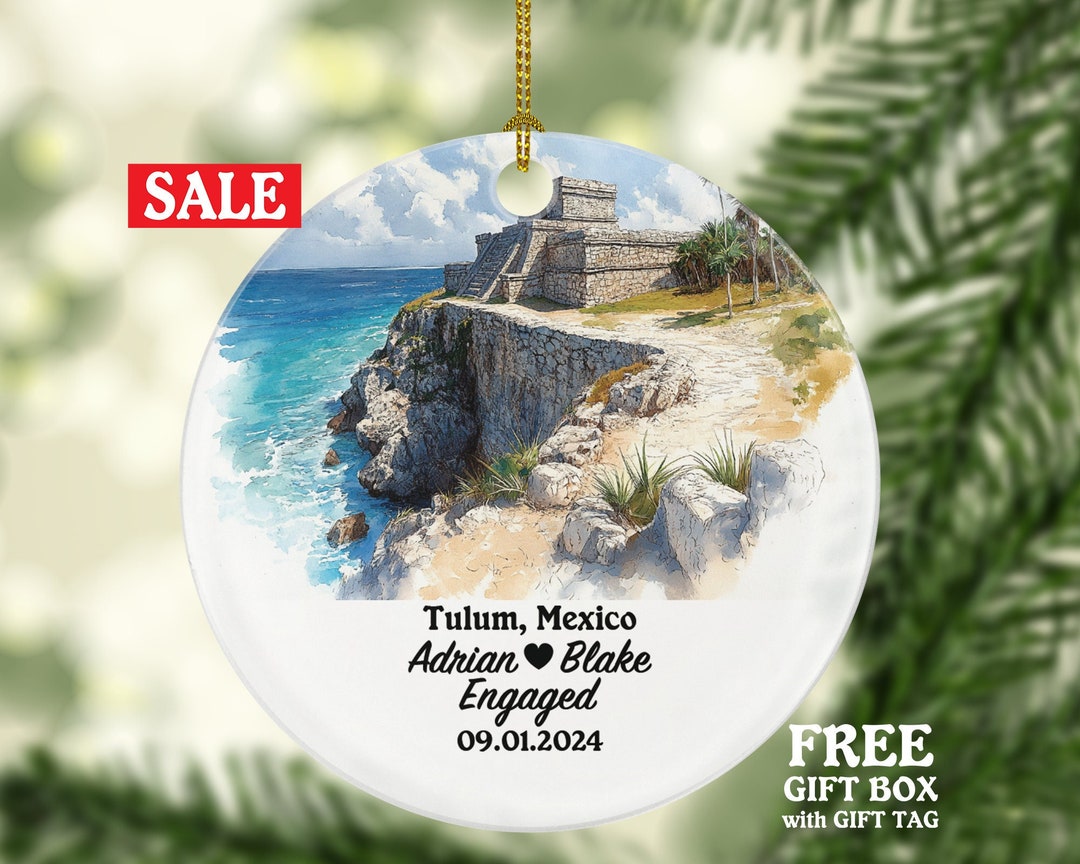 Tulum Christmas Ornament Personalized - Mexico Engaged Married Family ...