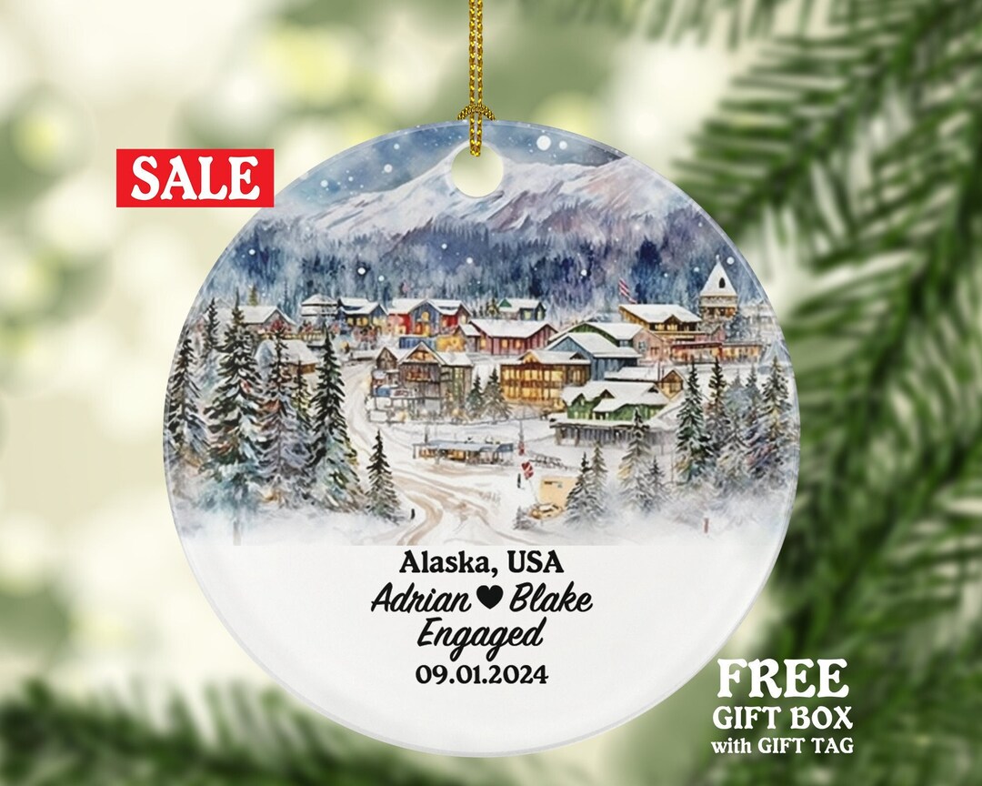 Alaska Christmas Ornament Personalized - AK Engaged Married Family ...