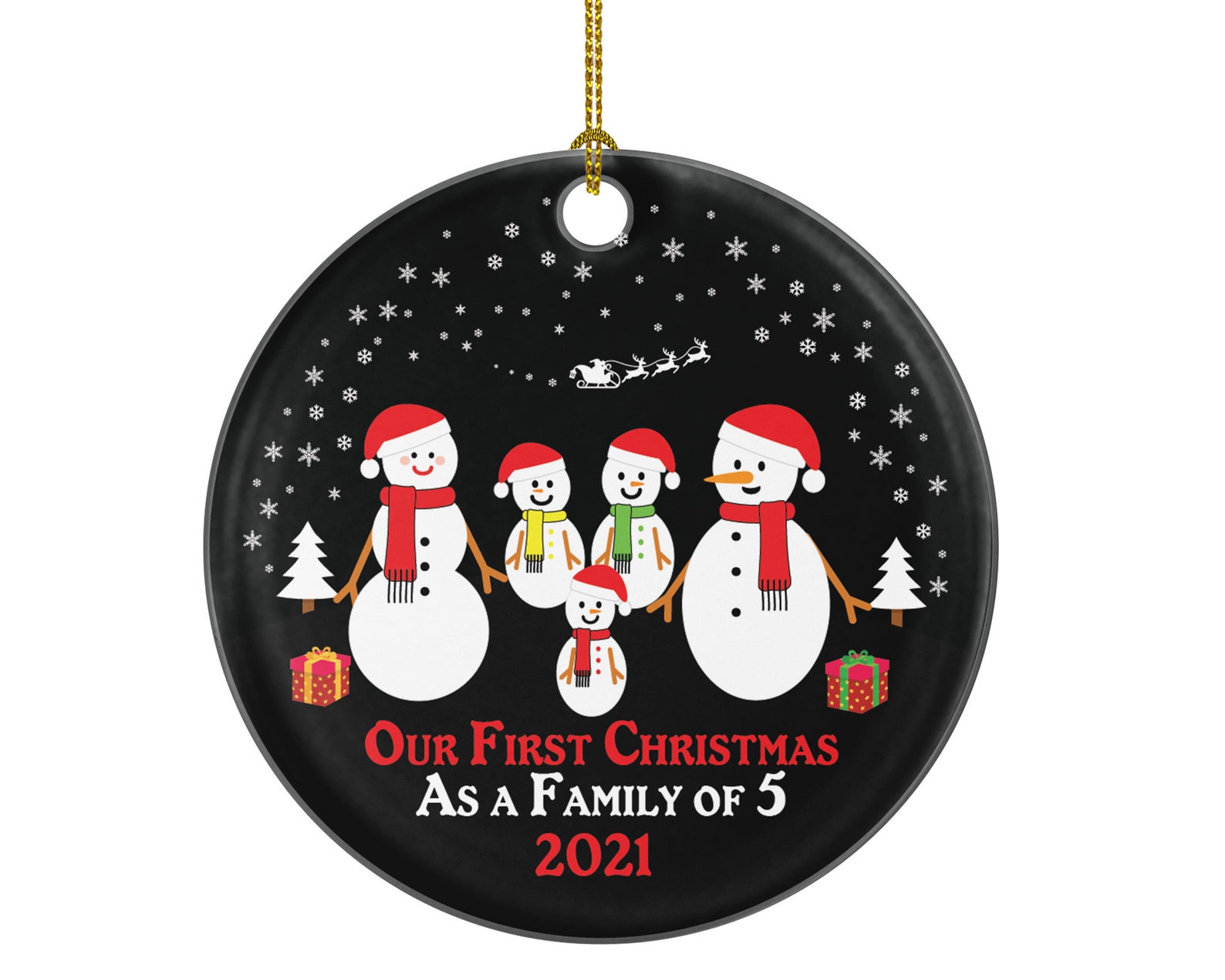 Our First Christmas as A Family of 5 Five Ornament Snowmen Snowman Kids ...