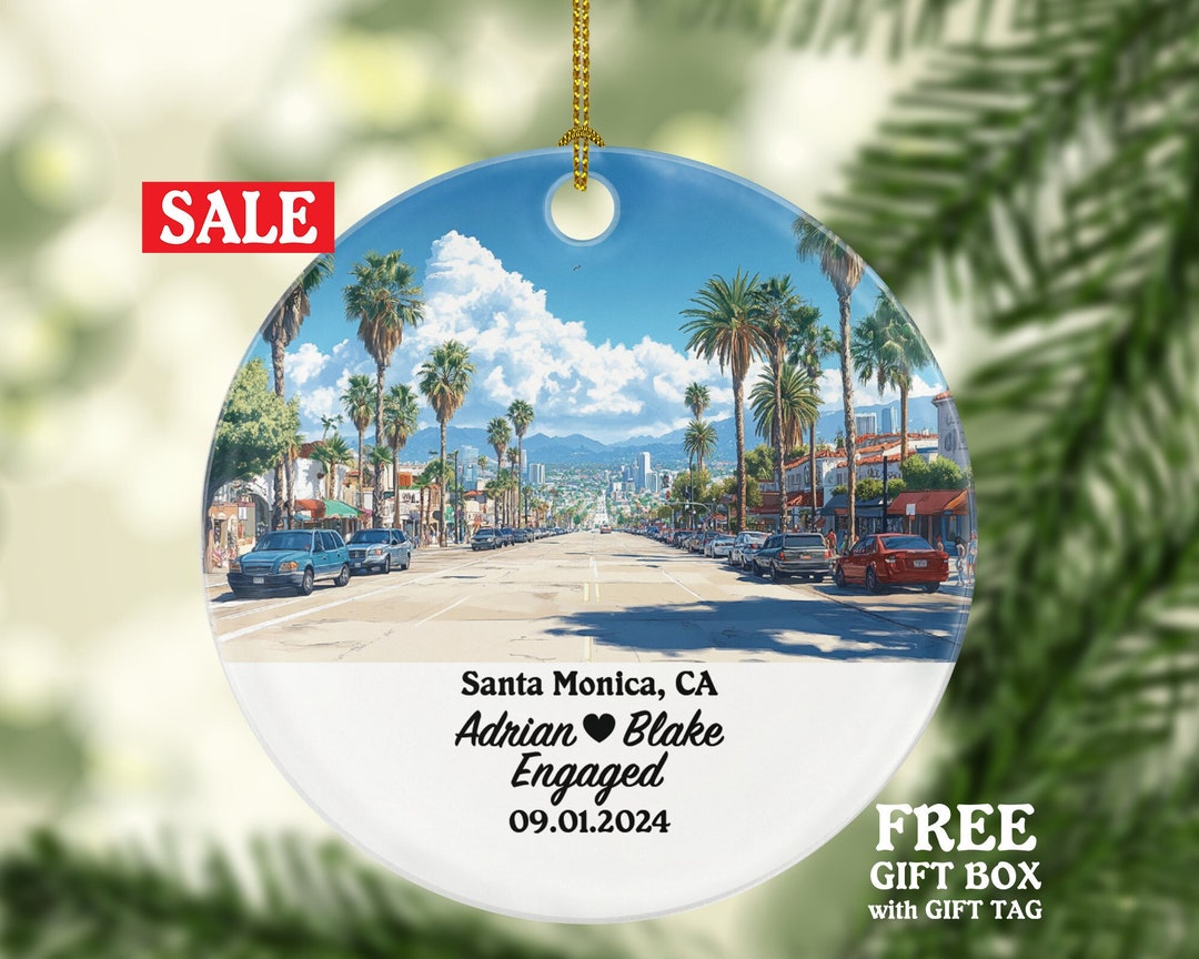 Santa Monica Christmas Ornament Personalized - CA Engaged Married ...
