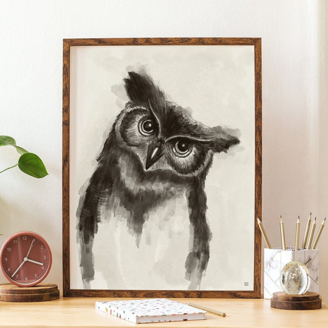 Brian the Owl Wall Art Print, Bird Print, Owl Animal Art Print, Owl Art ...