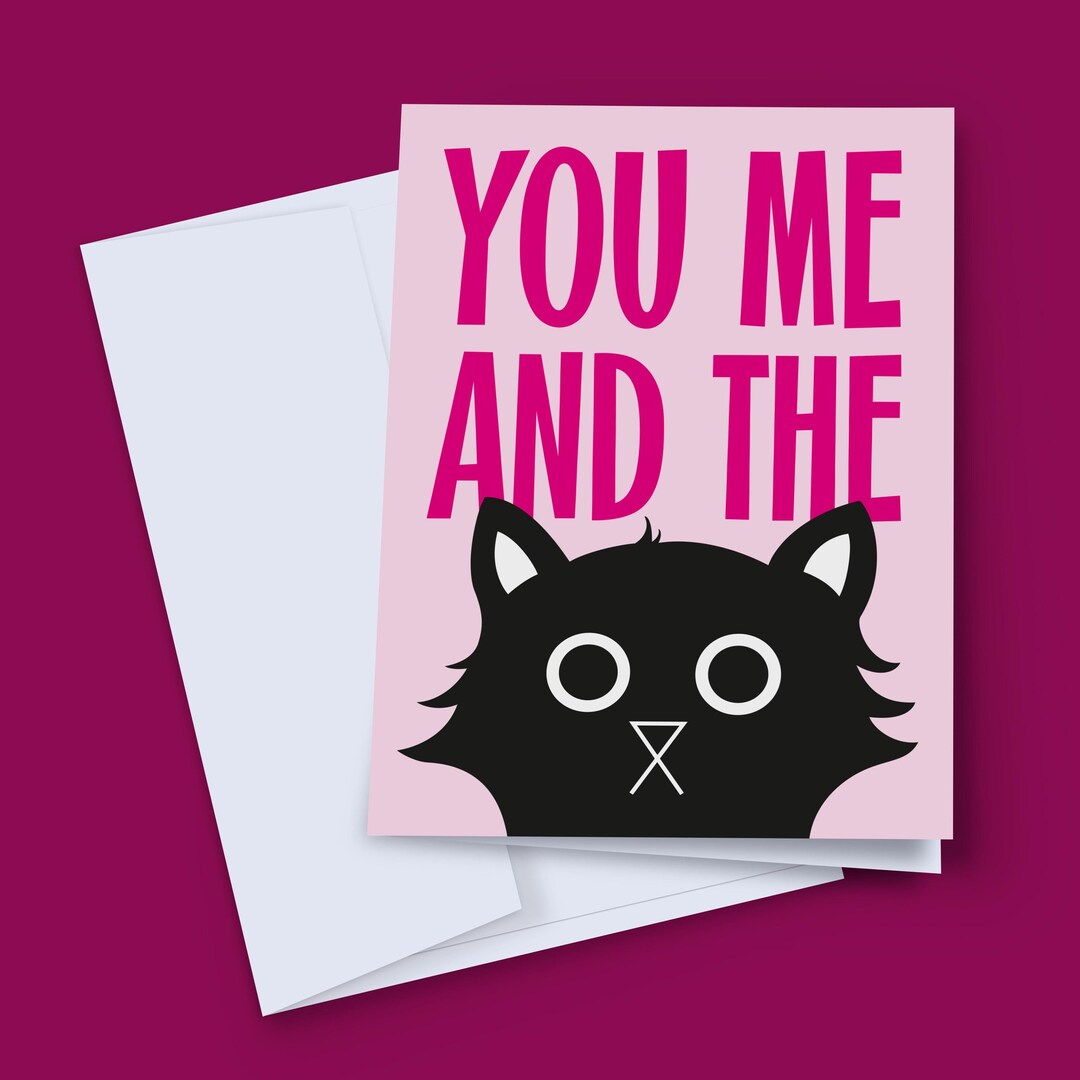 You, Me, and the Cat Card, Romantic Card, Valentine Card, Cat Love Card ...