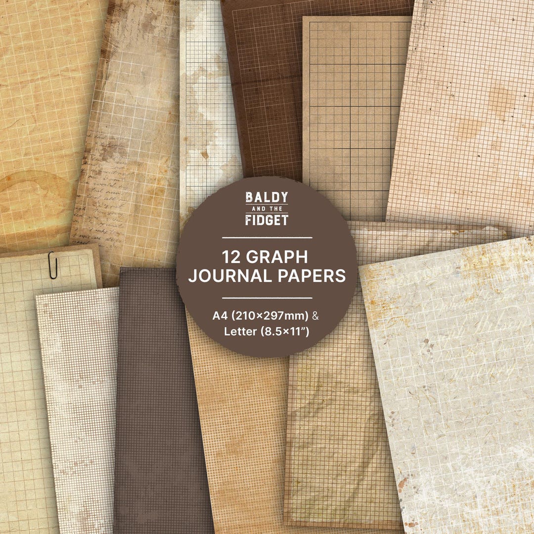Vintage Graph Paper Printable | Grungy Neutral Grid Pages for Junk ...