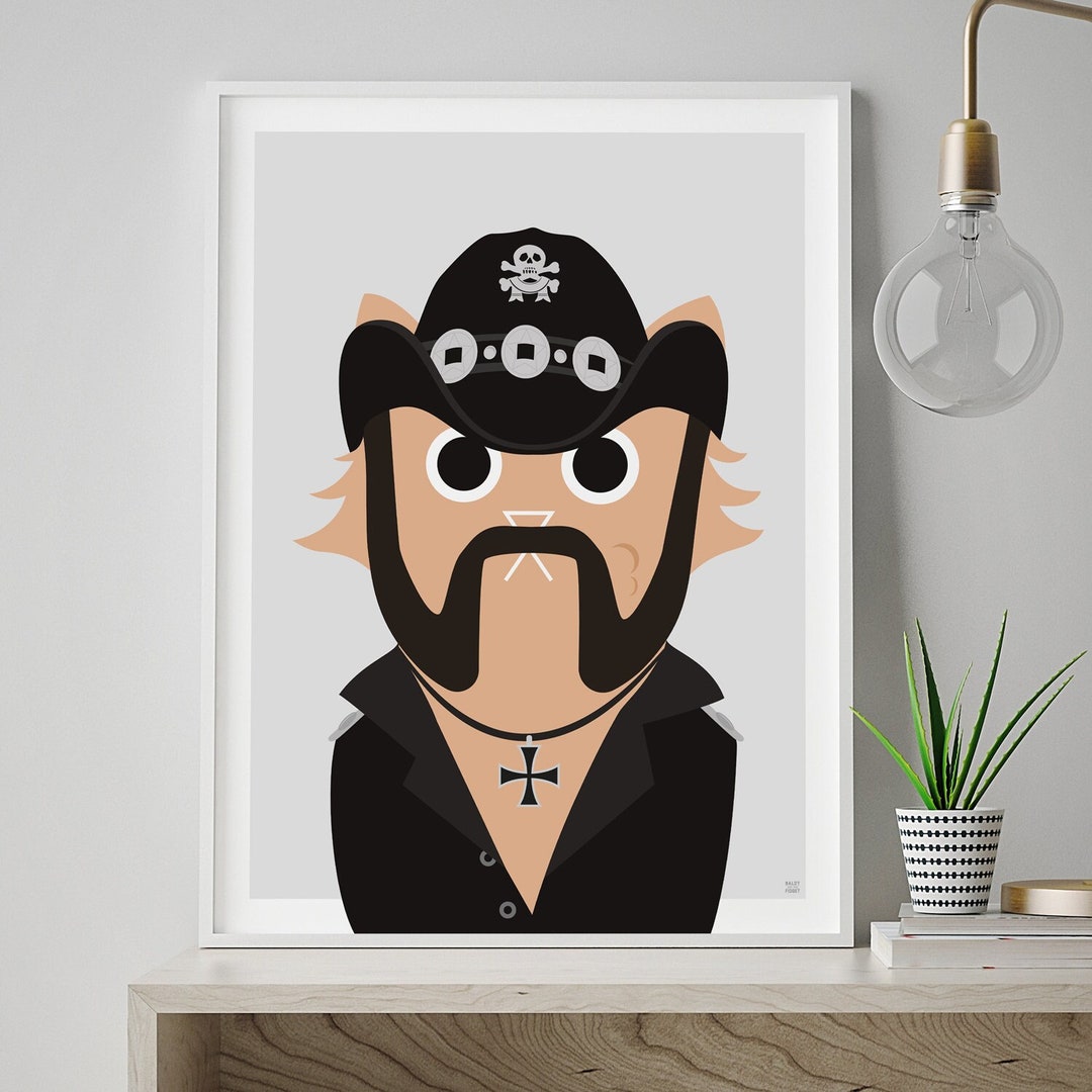 Lemmy Cat Wall Art Print, Motorhead Style Print, Music Print, Cat Art ...