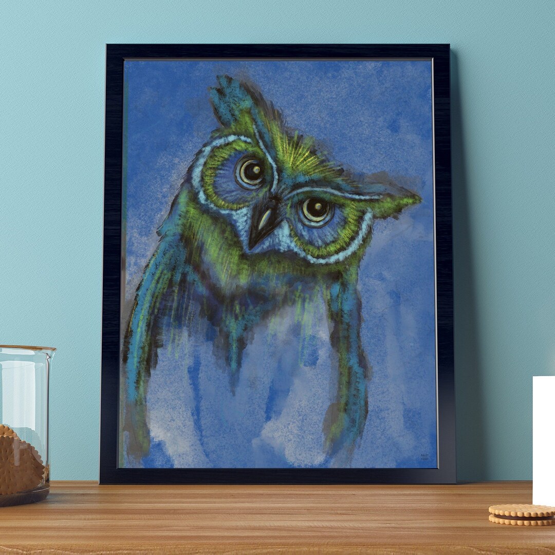 Barney The Owl Wand Kunst Druck, Vogel Druck, Eule Kunst, Wildtier ...