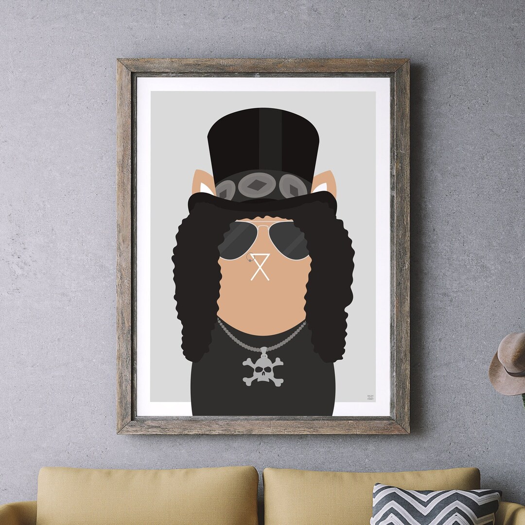 Slash Cat Wall Art Print, Music Print, Guns N' Roses, Musical Cat Print ...