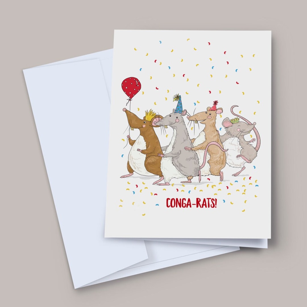 Cute Congratulations Card, Conga Rats Card, Graduation, Exam Success ...