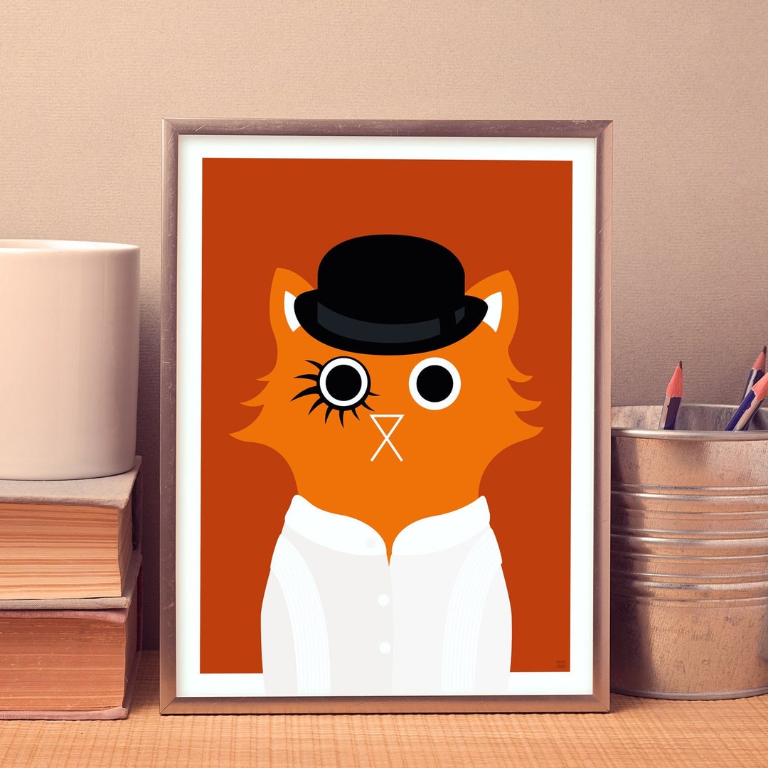 Clockwork Cat Giclee Fine Art Print, Wall Art Print, Clockwork Orange ...