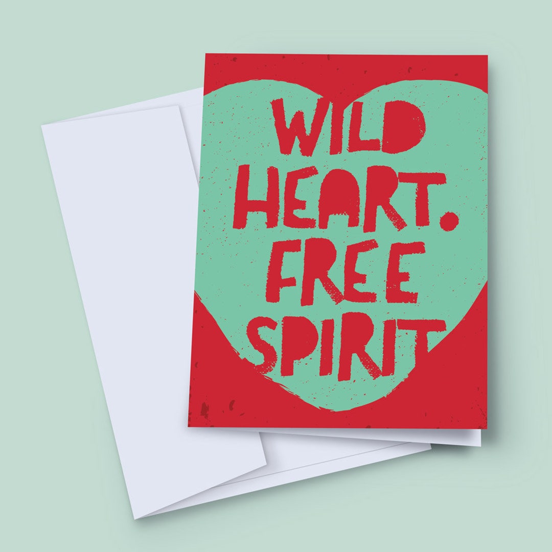 Wild Heart Free Spirit Card: Graffiti Teal Heart - Etsy