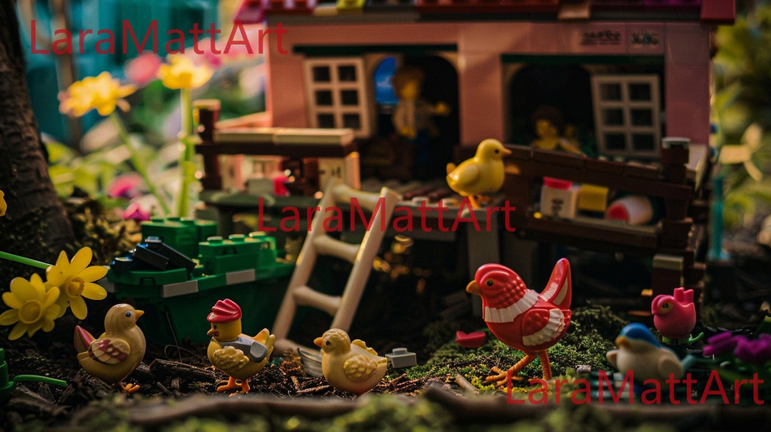 Wallpaper - Chicken Farm Building Block - Etsy