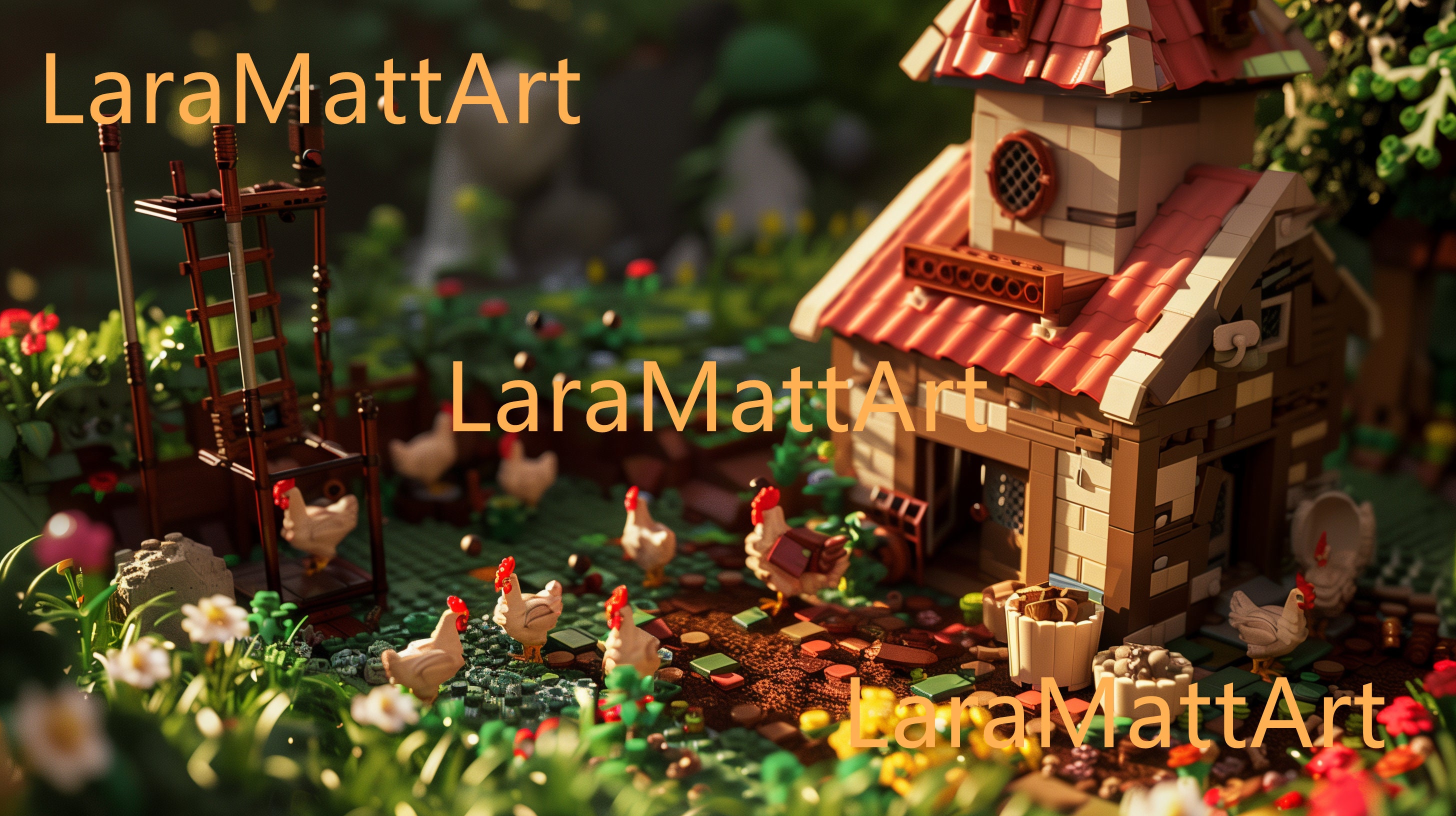 Wallpaper - Chicken Farm Building Block - Etsy