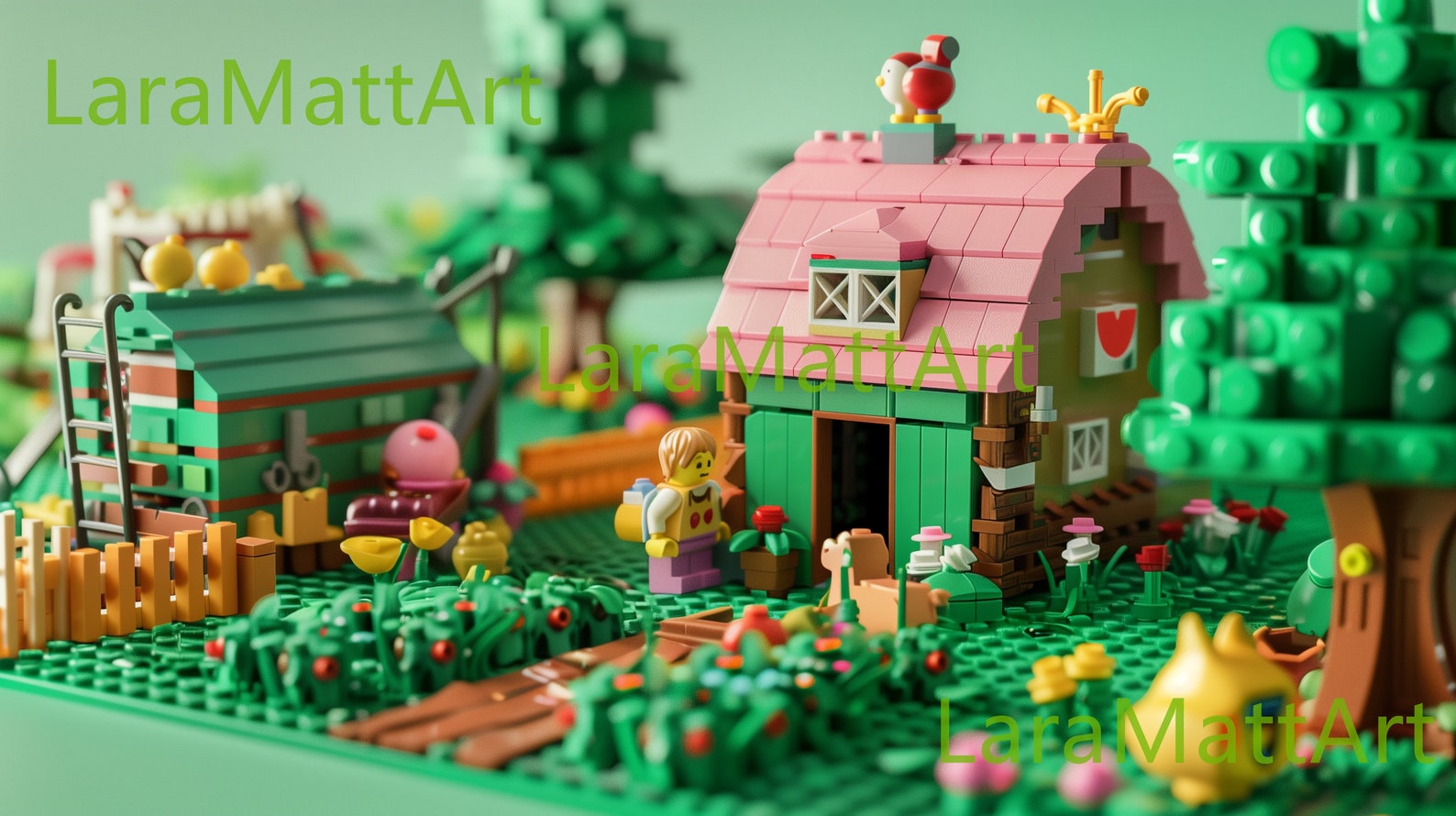 Wallpaper - Chicken Farm Building Block - Etsy