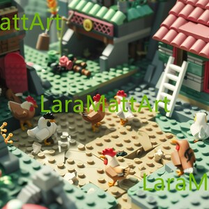 Wallpaper - Chicken Farm Building Block - Etsy