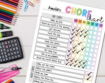 Printable Rainbow Chore Chart for Kids, Daily Chore Chart, Kids Routine ...