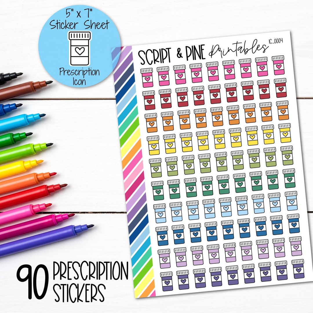 Prescription Icon, Mini Planner Stickers, Planner Icons, Planner ...