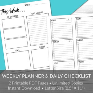 Printable Weekly Planner, Printable Goal Planner, Undated Printable ...