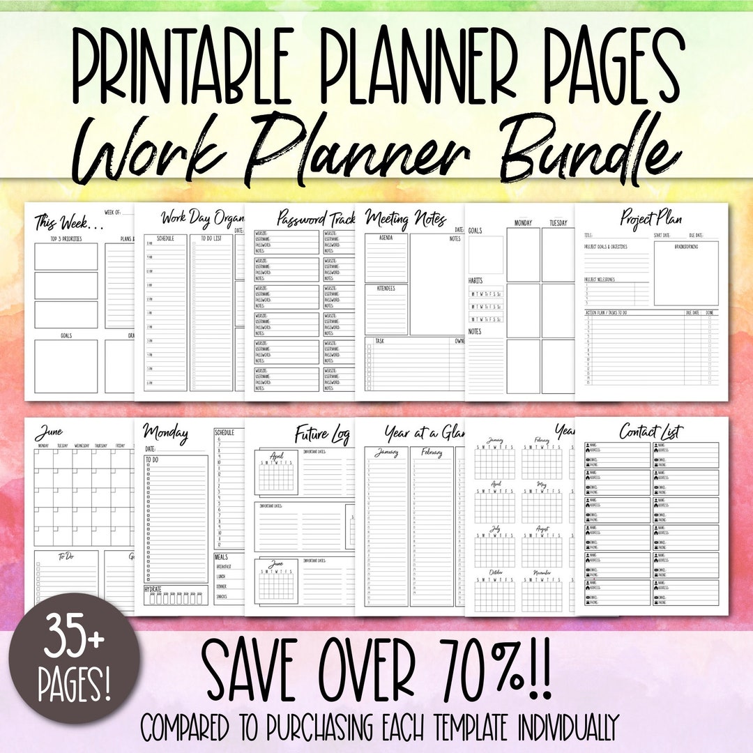 Bestsellers Printable Work Planner Bundle, Daily Printable Planner ...