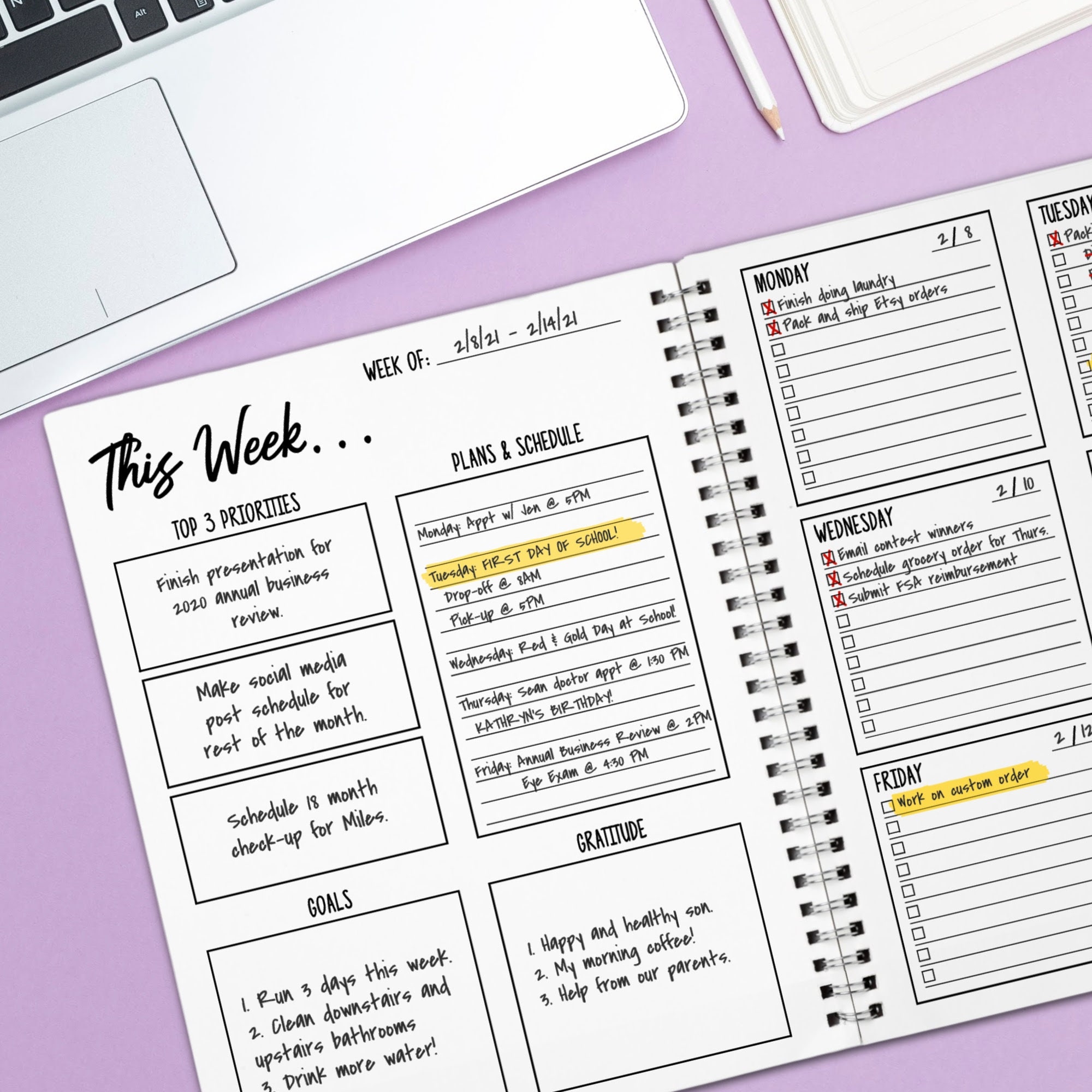 Printable Weekly Planner, Printable Goal Planner, Undated Printable ...