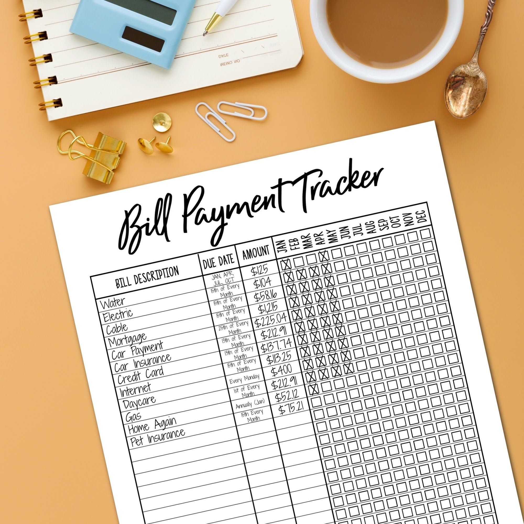 Bill Tracker, Budget Planner, Daily Planner, Printable Planner, Student ...