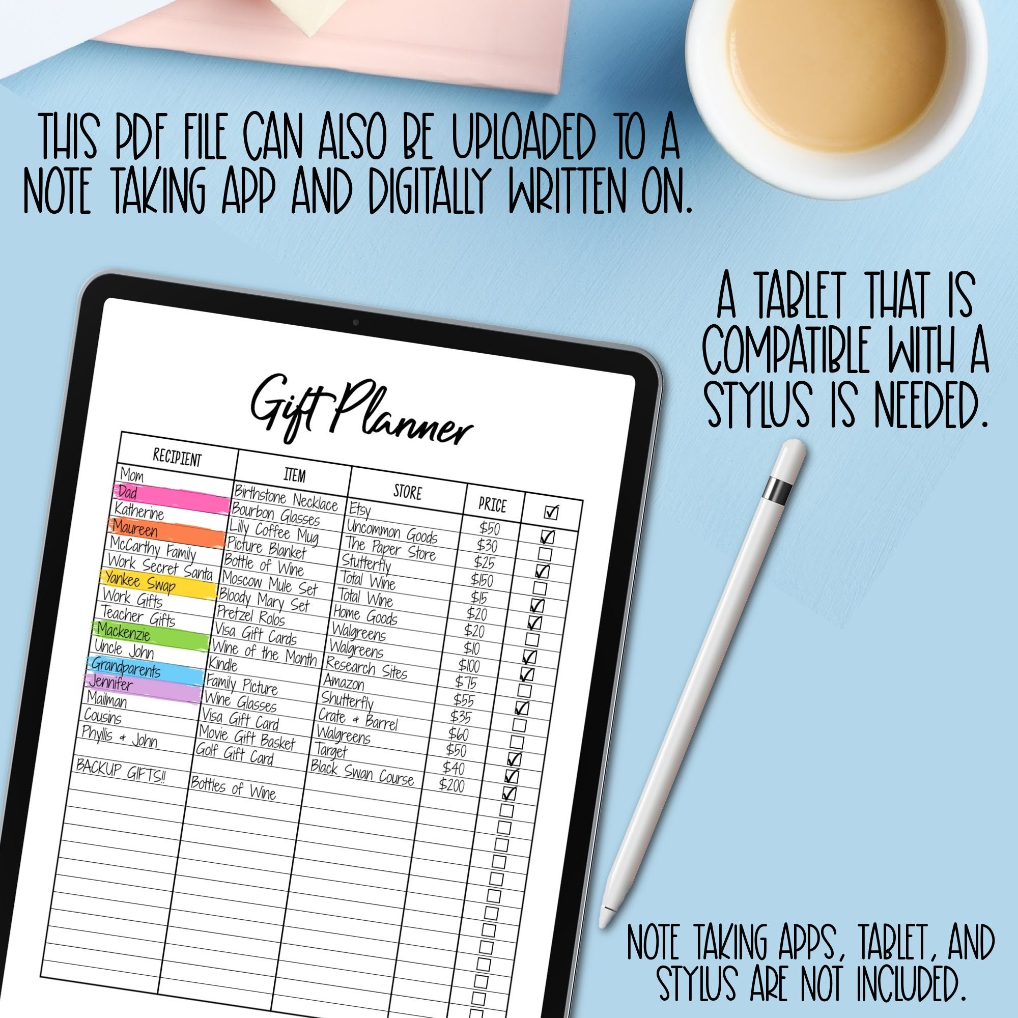 Printable Gift Planner Pages Work Planner Inserts Printable | Etsy