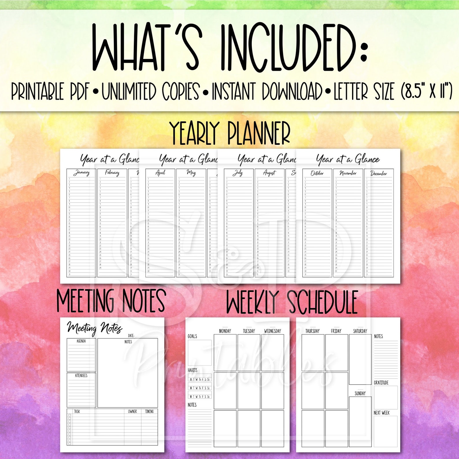 Bestsellers Printable Work Planner Bundle, Daily Printable Planner ...