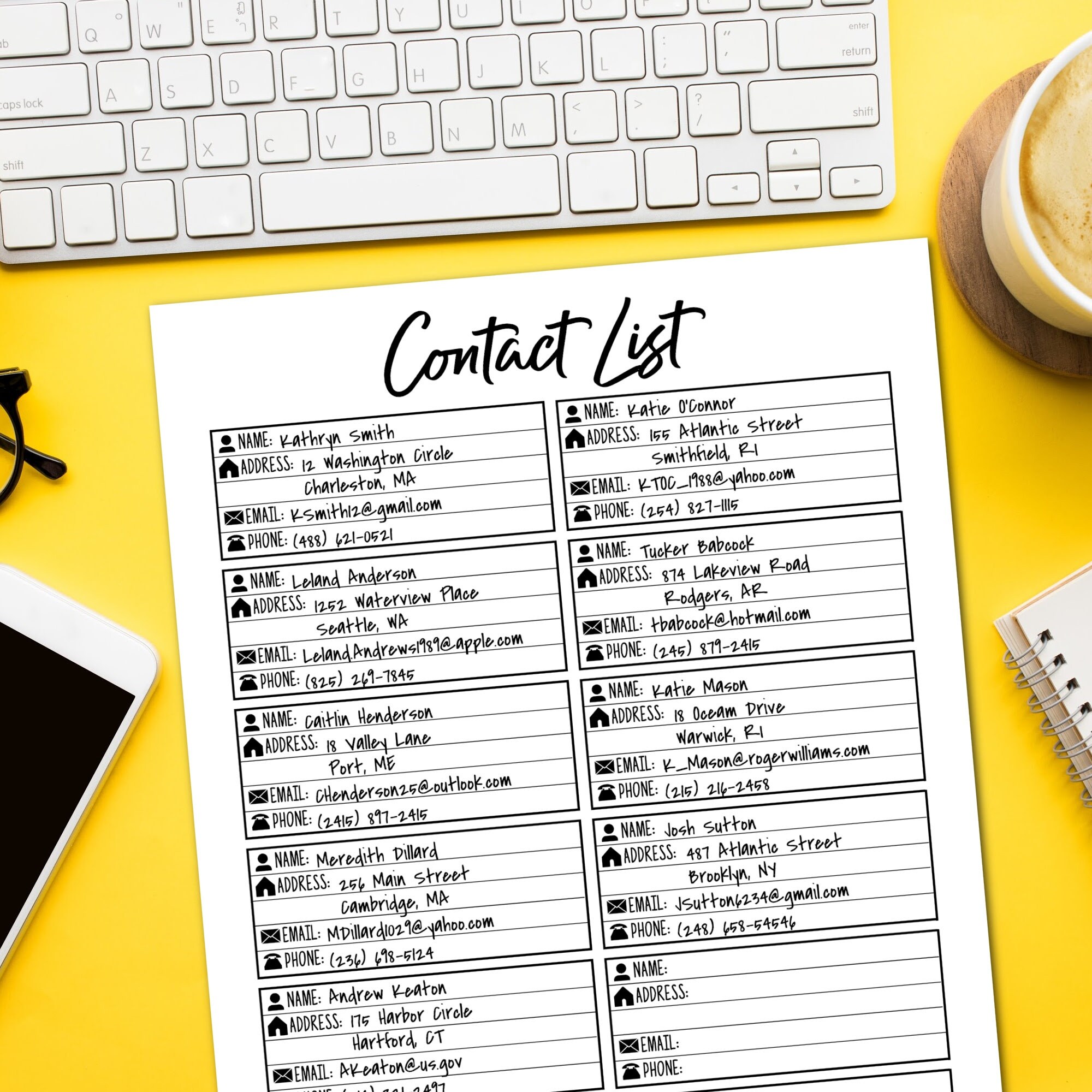 Printable Address Book Contact List Daily Planner Printable - Etsy