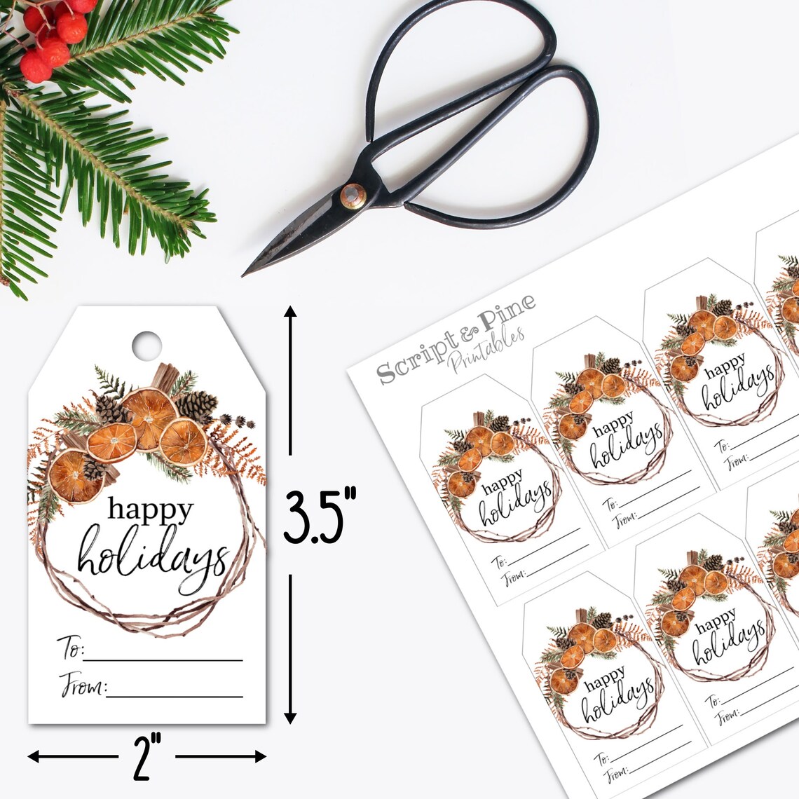 Printable Christmas Gift Tags, Holiday Gift Tags, Printable Gift Tags ...