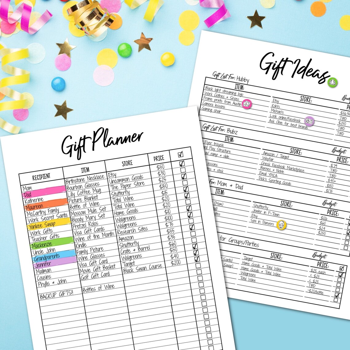 Printable Gift Planner Pages, Work Planner Inserts, Printable Planner ...