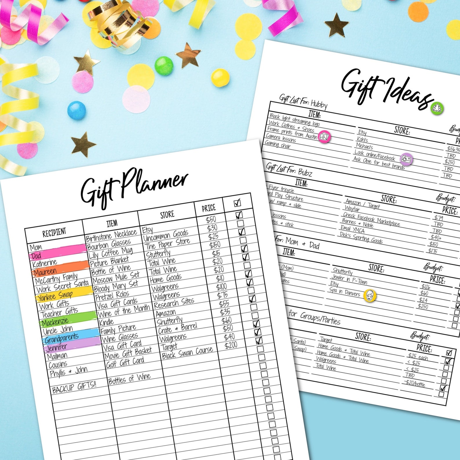 Printable Gift Planner Pages Work Planner Inserts Printable | Etsy