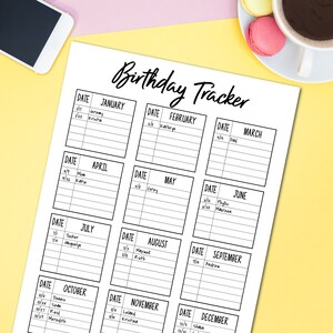 Printable Birthday Tracker, Birthday Planner, Birthday List, Birthday ...