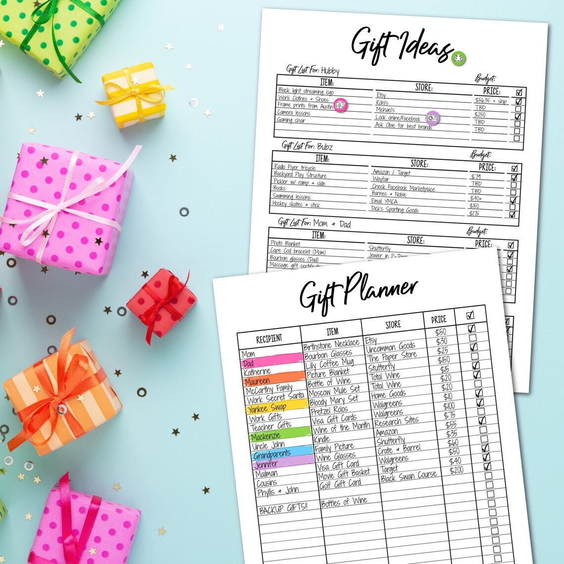 Printable Gift Planner Pages, Work Planner Inserts, Printable Planner ...