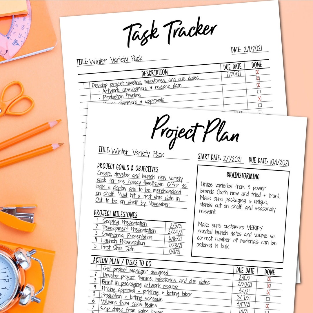 Project Planner Pages, Project Tracker, Planner Inserts, Printable ...