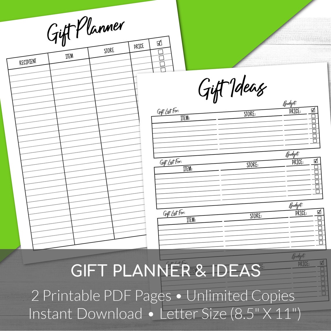 Printable Gift Planner Pages, Work Planner Inserts, Printable Planner ...