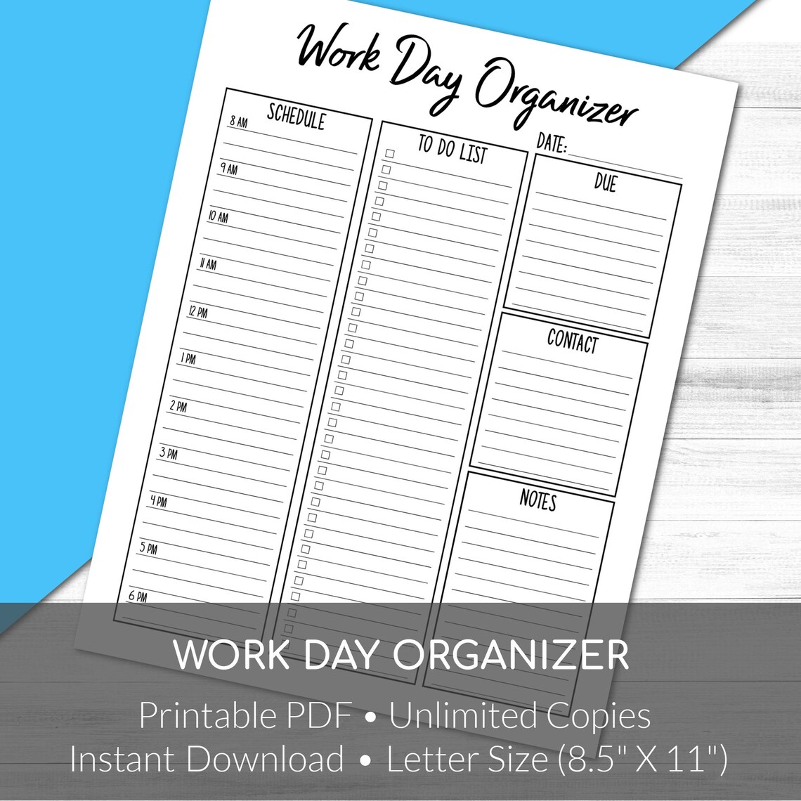 Work Day Organizer, Office Organizer, Daily Planner Page, Work Planner ...