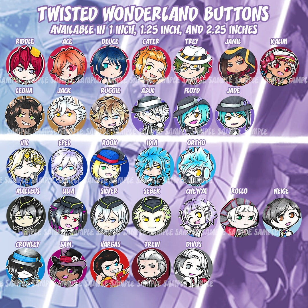 Twisted Wonderland Buttons 1in1 25in2 25in Etsy