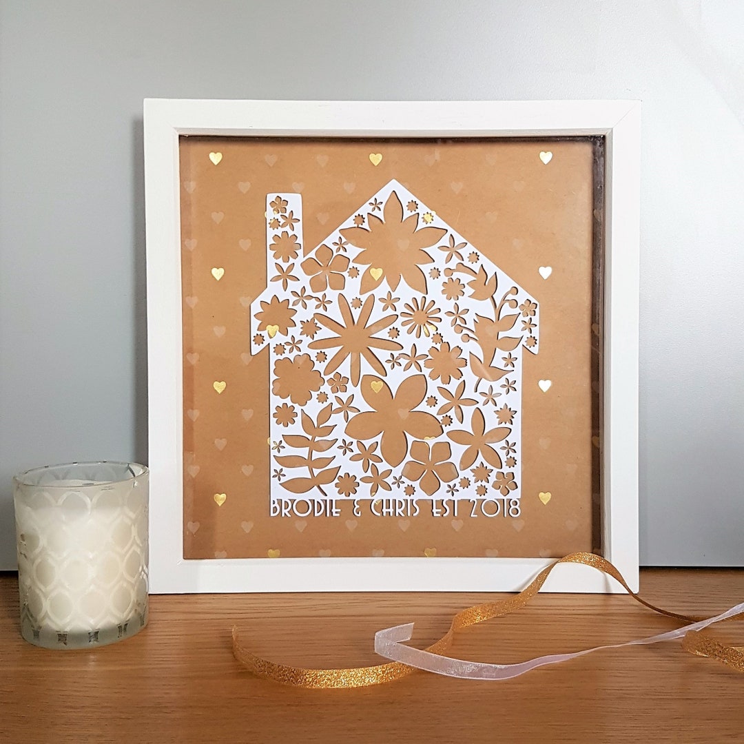 Floral New Home Papercut Framed New Home Gift gift for her - Etsy.de