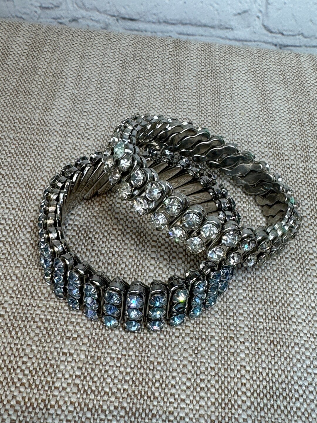 Pair of Vintage Sparkly Rhinestone Expansion Expandable Bracelets ...