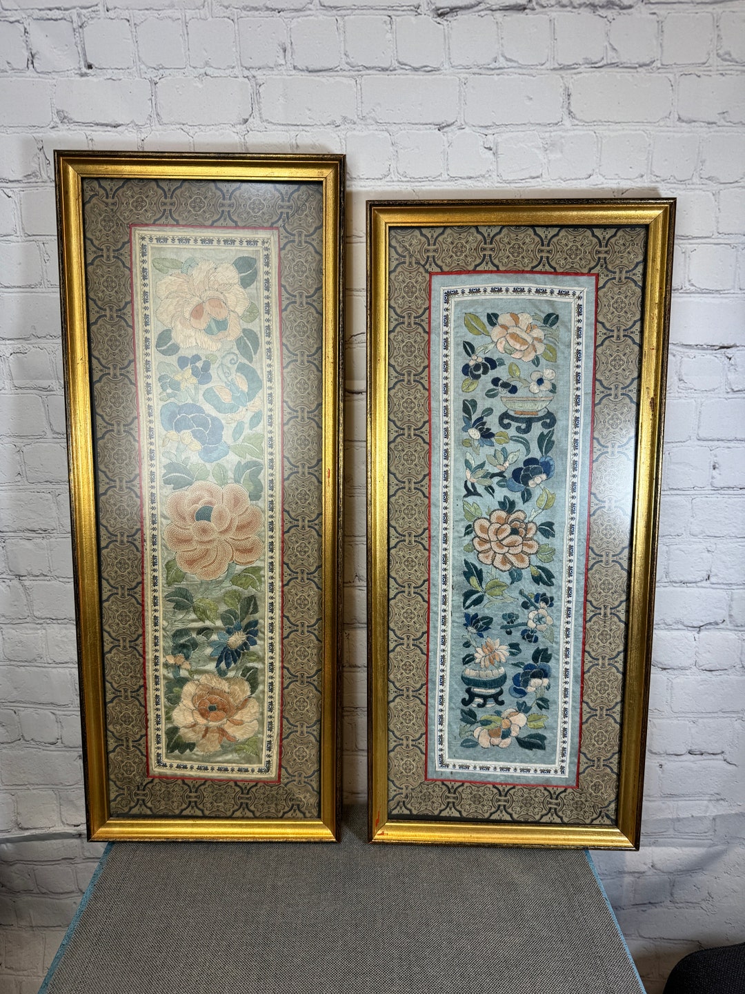 Two Framed Antique Chinese Silk Embroidery Wall Hangings - Etsy
