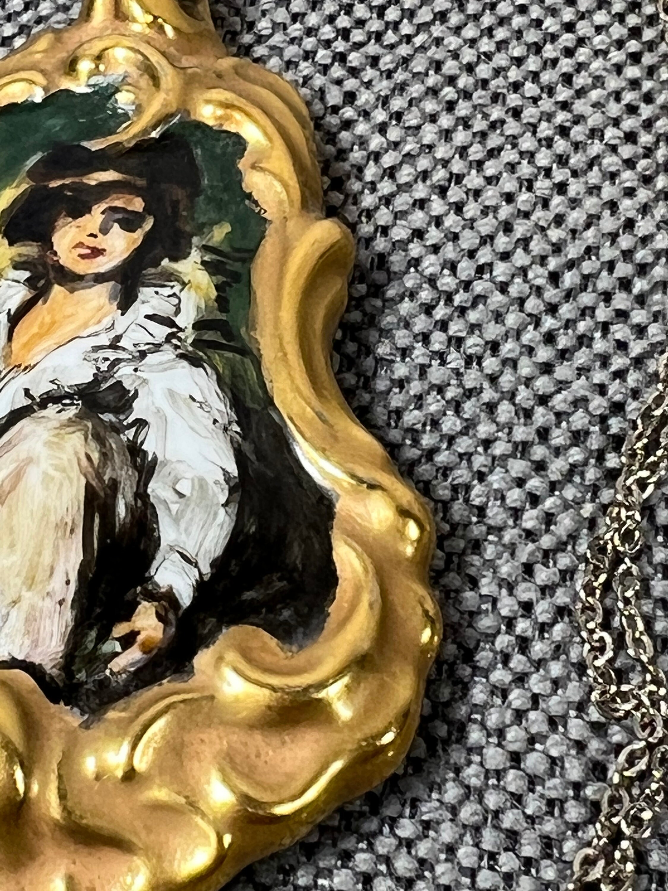 Victorian Large Hand Painted Gilded Portrait Porcelain Pendant, Artist ...
