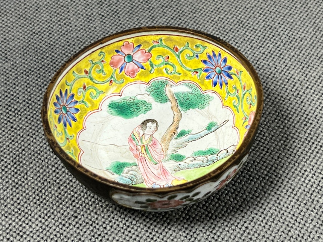 Hand Painted Bronze Canton Enameled Trinket Bowl, Qing Dynasty, China ...