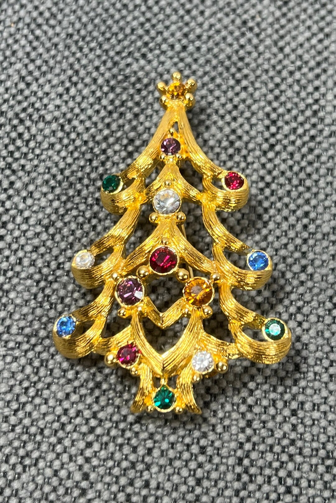 Vintage Monet Sparkly Multi Color Rhinestone Light Bulb Christmas Tree ...
