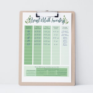 Breast Milk Inventory Printable, Pumping Tracker, Breastmilk Storage ...
