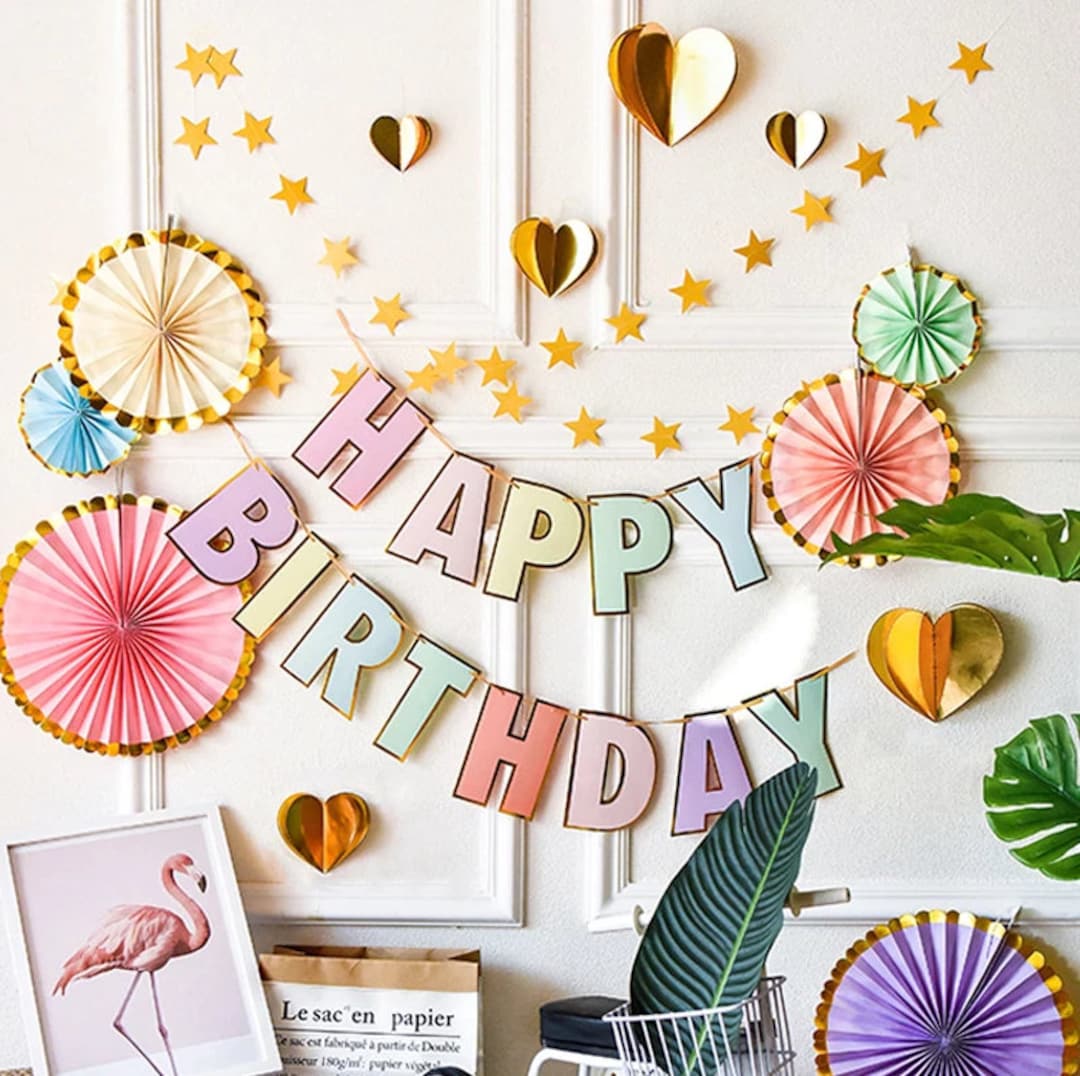 Pastel Happy Birthday Decor Set | Party Decoration Supplies | Birthday ...