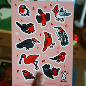 Red Chibi Birds ~ Sticker Sheet - Etsy