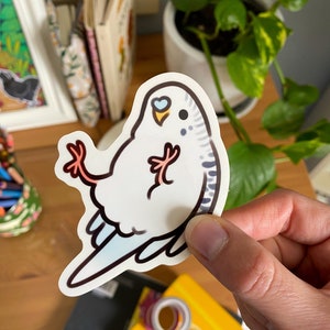 White Budgie - Clear Vinyl Sticker - Etsy