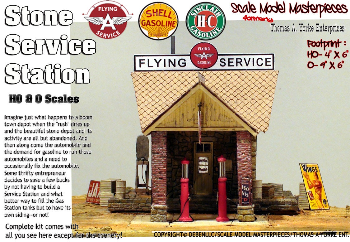 Stone Service Station shell, Sinclair or Flying A Kit Scale Model ...