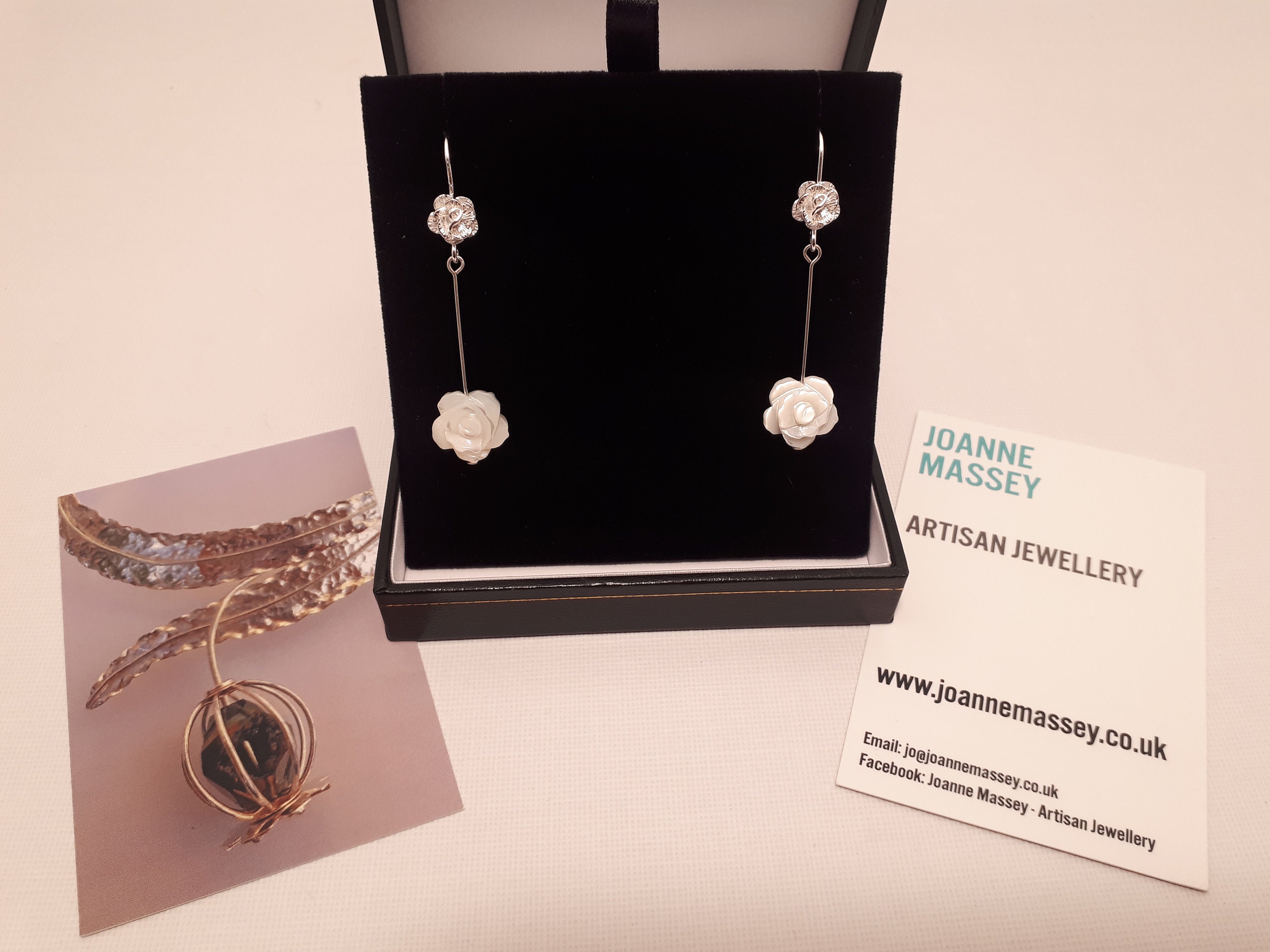 Rose Earrings, Rose Carved Shell Earrings, 925 Sterling Silver Rose ...